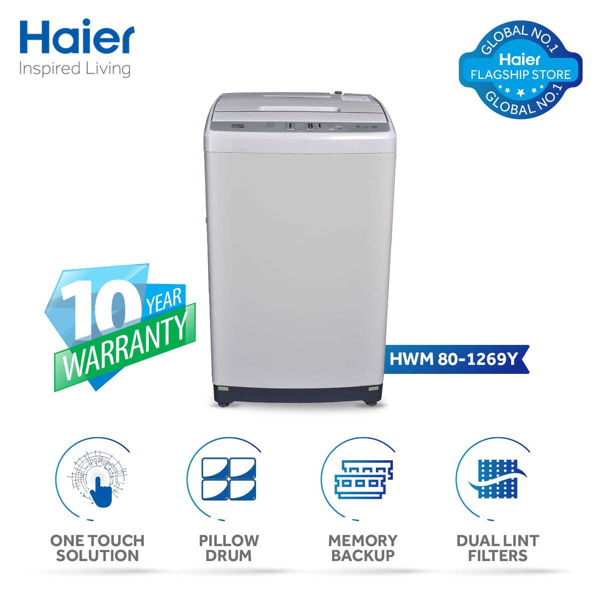 Haier Top load Washing Machine 8KG HWM80-1269Y - Lahore Electronics ...