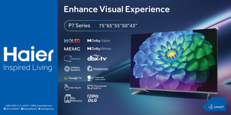 Haier 50 inch Bezel Less UHD Google TV H50P7UX (4K) - Lahore Electronics